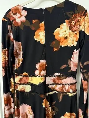 Taylor | Dresses | Taylor Dark Floral Jersey Midi Dress New With Tags ...